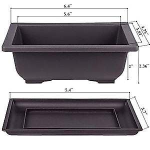 MUZHI 6PCS/Pack Retro Style Basin Plastic Flower Pot 6.5 Inch Flower Bonsai Tree Plant Bowl Nursery Pots Maceta Cuadrada Simulational Purple Sands Pots with Tray Rectangle Small
