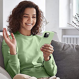 Vooii Compatible with iPhone 12 Pro Max Case, Soft Liquid Silicone Full Body Protective Slim Case with [Anti-Scratch Microfiber Lining] [Camera Protective] [Support Wireless Charging] - Matcha