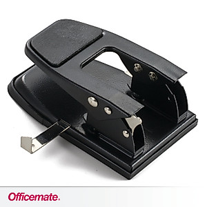 Officemate Heavy Duty 2-Hole Punch, Padded Handle, Black, 50-Sheet Capacity (90082), Model Number: OIC90082
