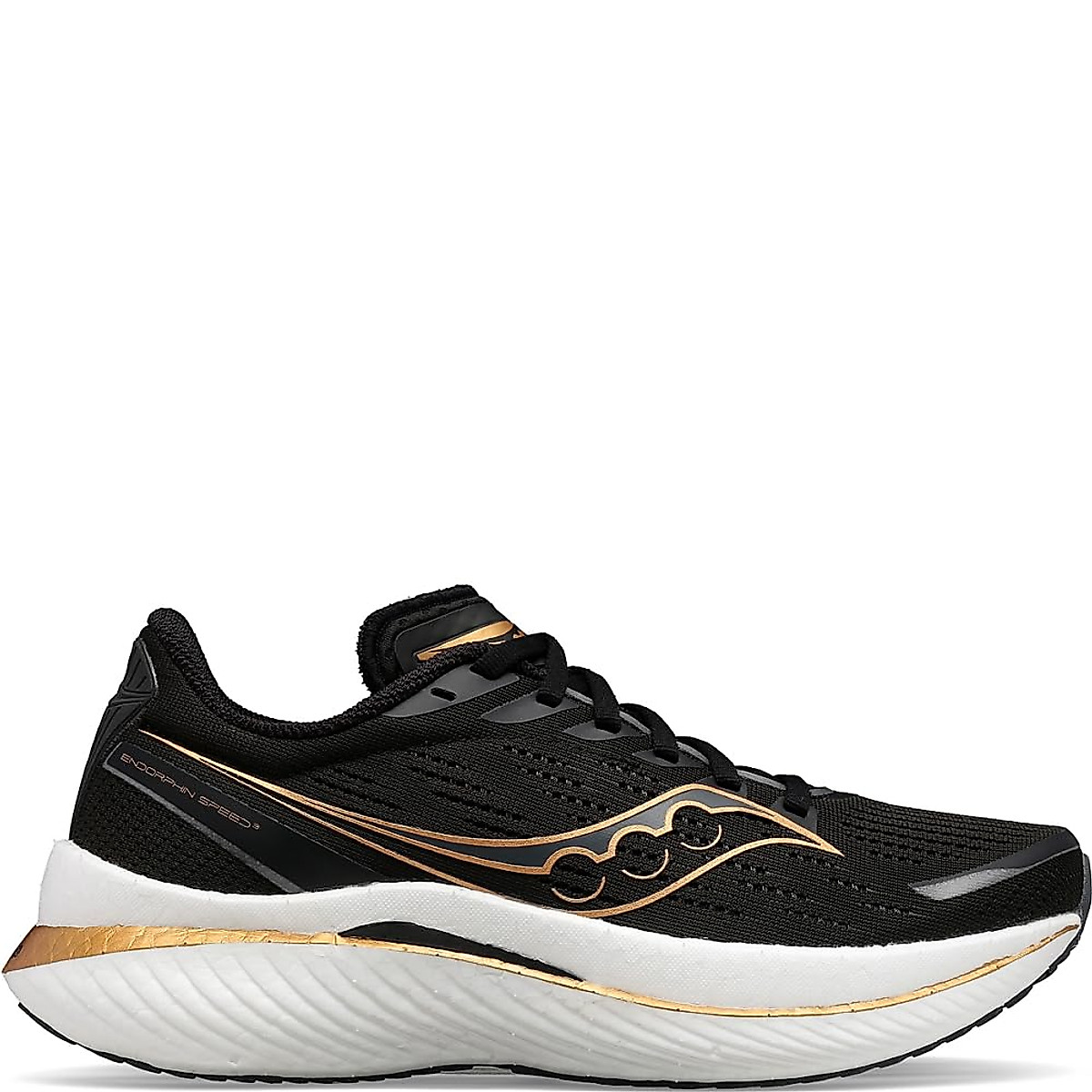 Saucony Women's Endorphin Speed 3 Running Shoe, Black/GOLDSTRUCK, 9