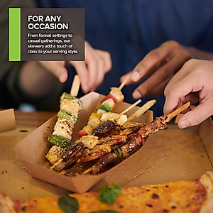 7" Inch Bamboo Skewers for Appetizers (200 Pack), Wooden Appetizer Skewers for Fruit Kabobs, Fancy Skewer Sticks for Parties, Cocktail & Martini Olive Skewers, Heavy Duty Bamboo Skewers for Kabobs