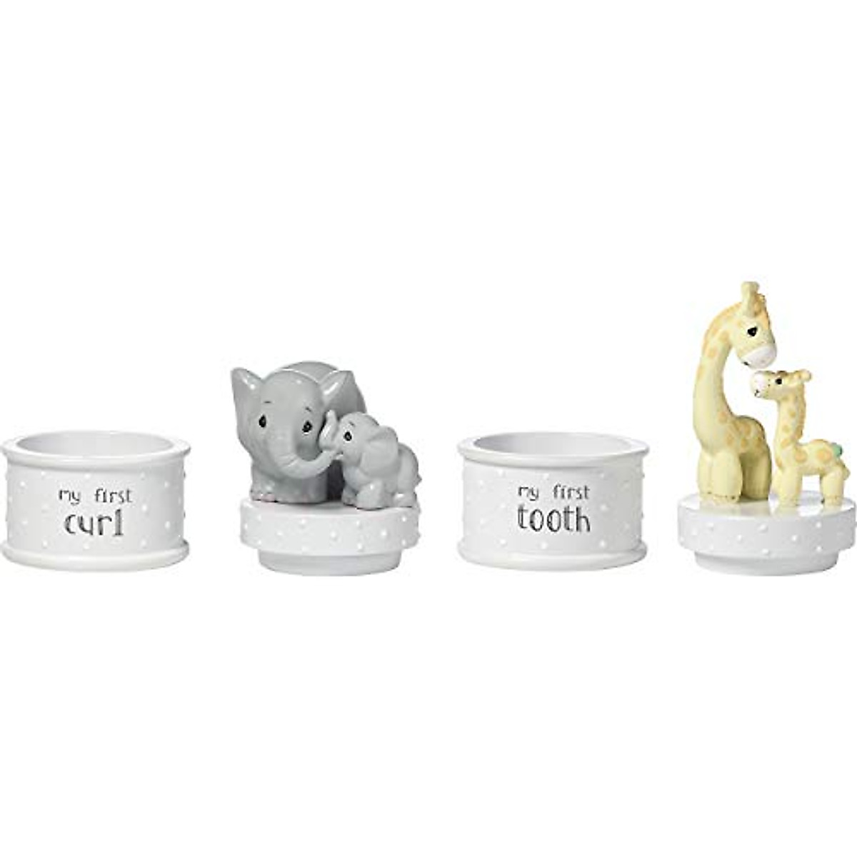 Precious Moments My First Tooth & My First Curl Elephant and Giraffe Resin Keepsake Set 182401, Multi