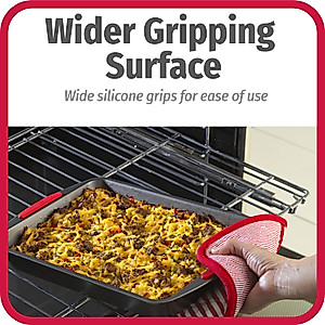 Goodcook Mega Grip 13" x 9" Nonstick Steel Cake Baking Pan with Silicone Grip Handles, Gray