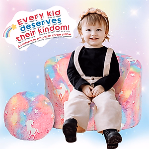 ALIMORDEN Snug-Arch Toddler Couch, Comfy Foam Baby Chair, Ergonomic Toddler Chair with a Snug Embrace Design for Boys and Girls, Unicorn