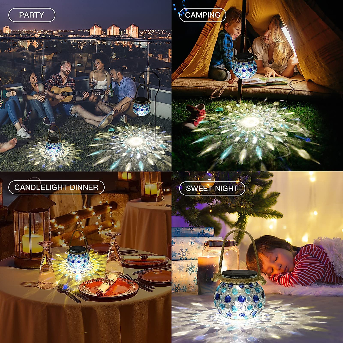 Aporana Solar Light Outdoor Waterproof, Solar Hanging Lanterns Garden, Glass Outdoor Solar Street Light, Solar Light Hanging Lanterns Outdoor Peacock Pattern or Table for Patio Courtyard (2 Pack)