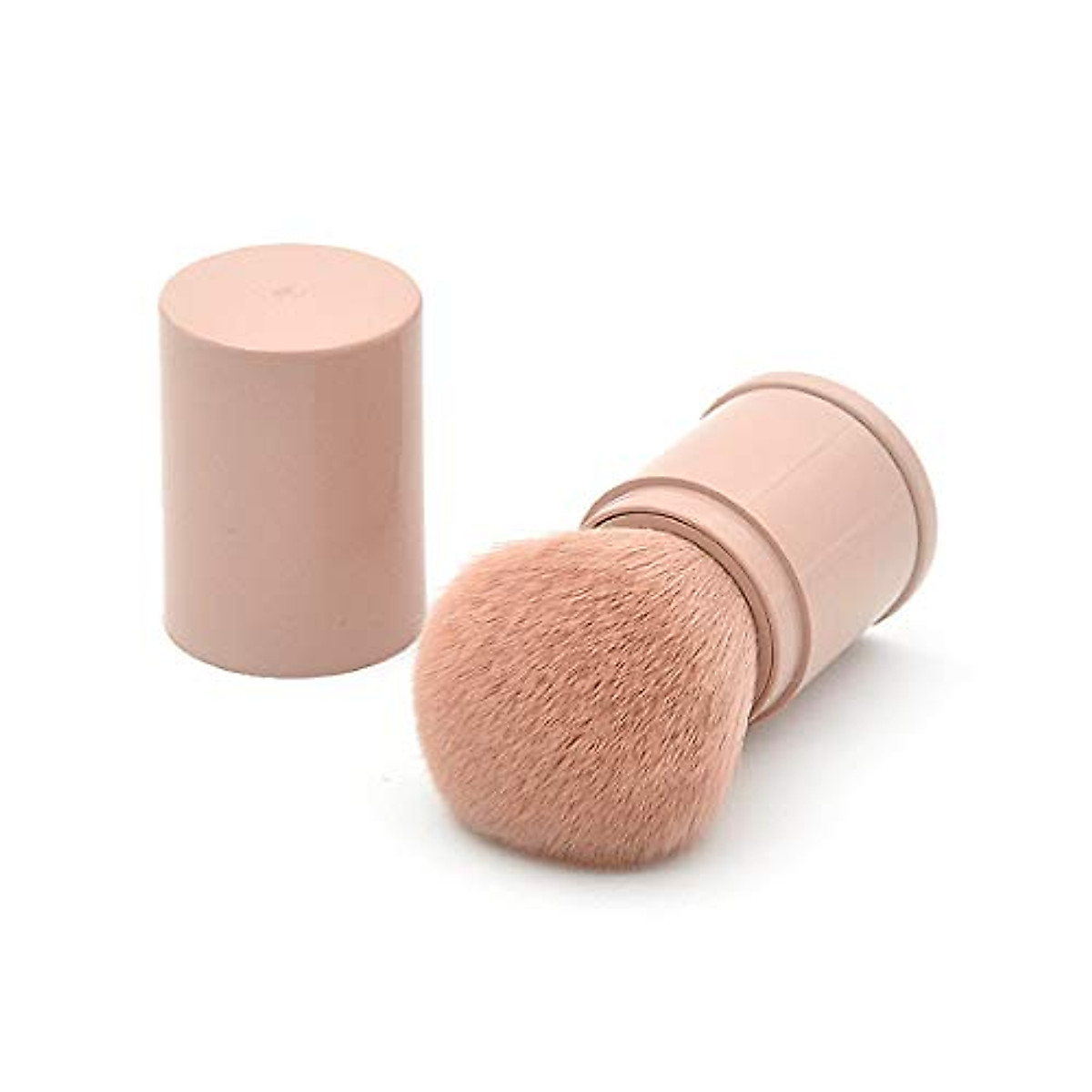 RN BEAUTY Retractable Powder Brushes Foundation Brush Blush Brush Bronzer Brush Face Blender Brush Professional Mineral Blending Buffing Kabuki Makeup Application Portable With Cover - Leather Pink
