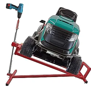 Lawn Mower Lift Jack -Lifting Platform 882 Lbs Capacity for Garden Tractors and Lawn Mowers with Manual Handle & Power Tool Extension Handle (Red)