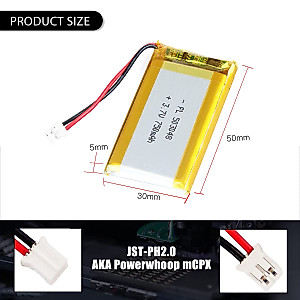 YDL 3.7V 750mAh 503048 Lipo battery Rechargeable Lithium Polymer ion Battery Pack with JST Connector