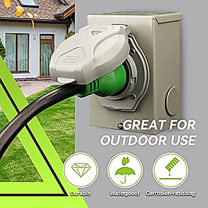 Pre-Drilling 30 Amp Generator Power Inlet Box RVMATE NEMA L14-30P 125/250V 3750/7500W Power Inlet Box, Waterproof for Outdoor Use