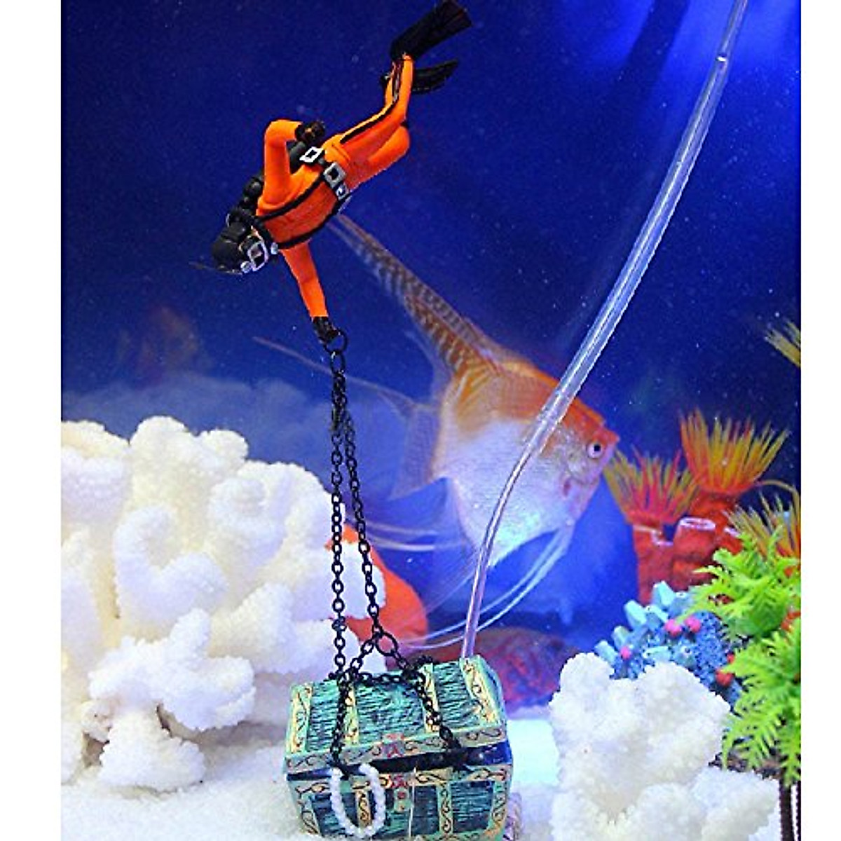 Bestgle Creative Aquarium Ornament Treasure Hunter Diver Action Figure Decoration for Fish Tank