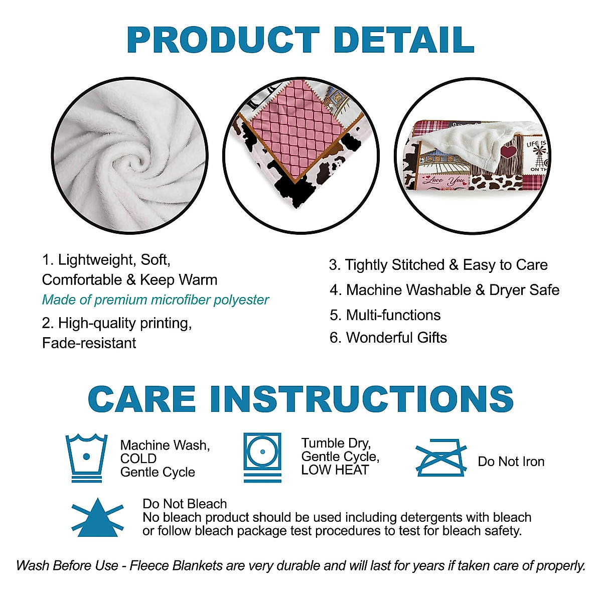 MUCHNEE New Baby Blankets for Girls, Farm Animals Baby Blankets for Kids, Newborn Baby Parents Gift, Baby Girl Blanket 40x30in, Cute Cow Blanket for Nursery Décor, Baby Birthday Gifts