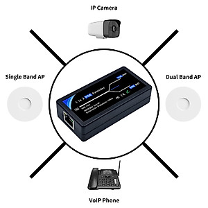OIIXXV 1 Port POE Extender 10,100Mbps 100m(328 ft) POE Repeater IEEE 802.3af Standard for AP, IP Camera Over Cat5 or UTP Cables, 88mm*44mm*22mm (POE5503)