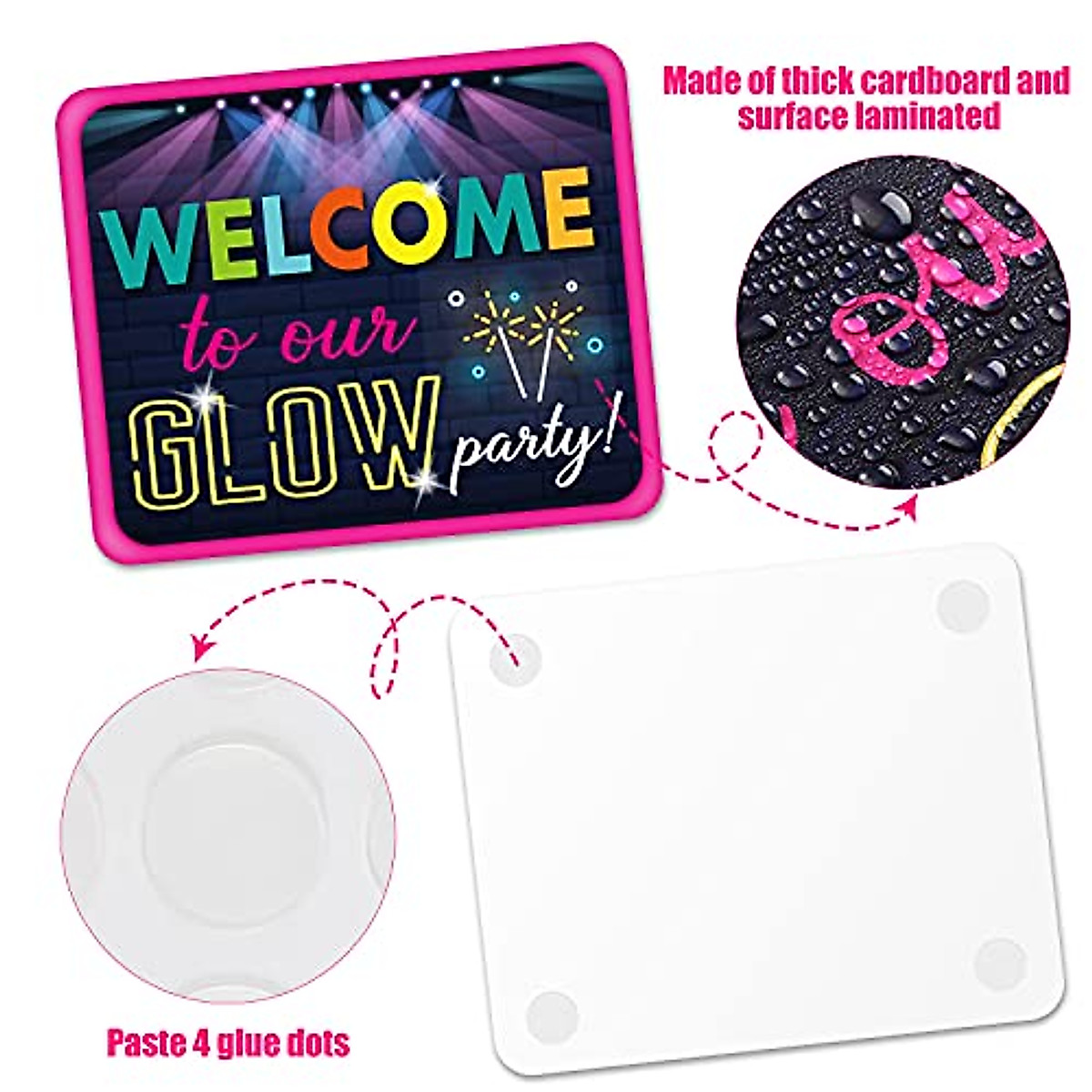 9 Pieces Neon Party Decorations Glow Party Signs Glow in The Dark Birthday Party Favors Black Light Paper Sign Glow Theme Cutouts 11.8 x 7.8 Inch