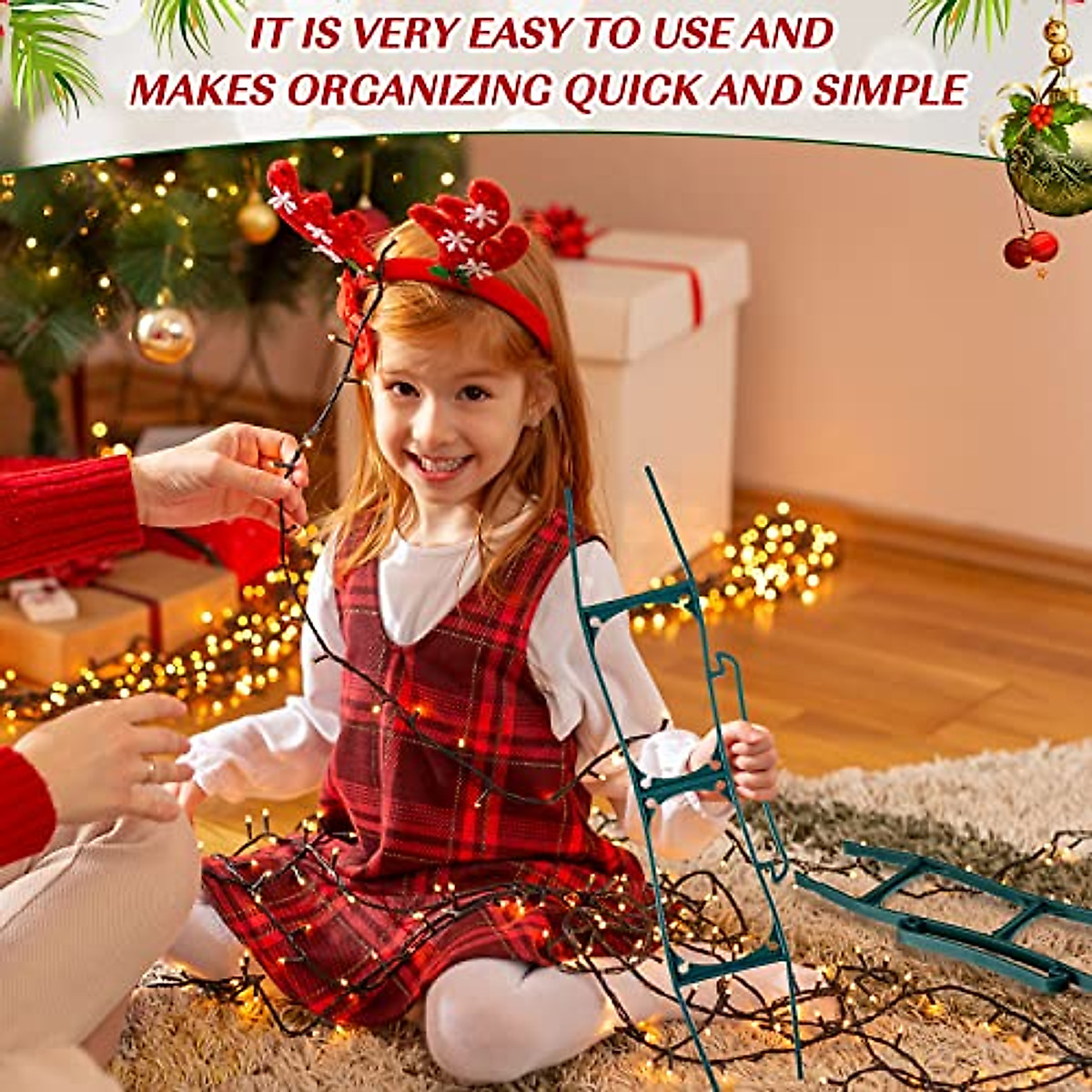 Vicenpal Christmas Lights Storage Holder, Holiday Light Storage All Purpose Light Cord Wind up Organizer for String Lights, Extension Cords, Magnet Fishing Rope (Green, 12 Pieces)