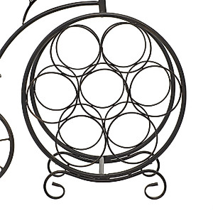 Deco 79 Metal Bike 7 Bottle Wine Rack with Scrollwork, 21" x 9" x 19", Brass