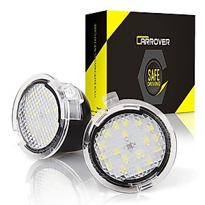 CAR ROVER Full LED Side Mirror Puddle Light Assembly with 6000K Xenon White Replacement for Ford F-150 Expedition Explorer Edge Flex Fusion Taurus X (Pack of 2)