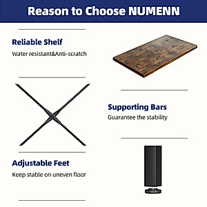 NUMENN Triple Column 5 Tier Bookshelf, Bookcase with 14 Open Display Shelves, Adjustable Rustic Industrial Style Book Shelves, Modern Bookshelves for Bedroom, Living Room and Home Office, Vintage