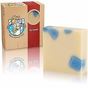 Nut Scrub Men's Deodorant Bar Soap - All Natural Soap Bar for Men, Mens Bar Soap for Face and Body - Handmade Bath Soap for All-Day Freshness, Long-Lasting Masculine Scent - Pack of 1, Fiji Sands