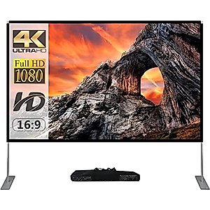Projector Screen with Stand 100 inch Portable Projection Screen 16:9 4K HD Rear Front Projections Movies Screen with Carry Bag for Indoor Outdoor Home Theater Backyard Cinema Travel