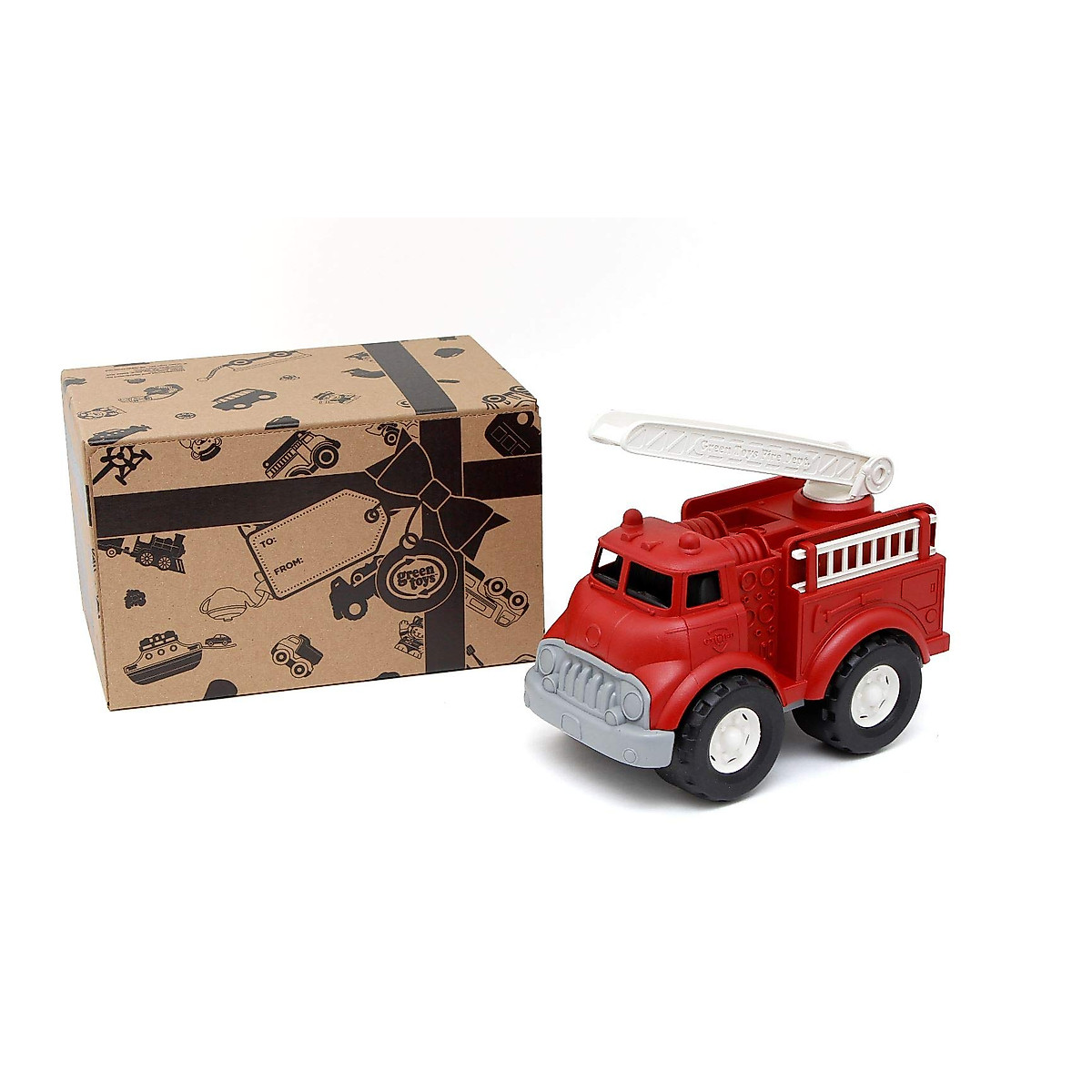 Green Toys Fire Truck, Red FFP - Pretend Play, Motor Skills, Kids Toy Vehicle. No BPA, phthalates, PVC. Dishwasher Safe, Recycled Plastic, Made in USA.