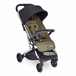 Joovy Kooper Lightweight Baby Stroller Featuring Removable, Swing-Open Tray, Big Wheels, Reclining Seat with Footrest, Extra-Large Retractable Canopy, and Compact Fold (Olive)