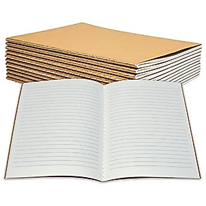 Kraft Notebooks with Lined Paper, Bulk Pack 8.3 in x 5.5 in, A5 Size, 60 Lined Ivory Pages, 80 gsm, by Better Office Products, Soft Cover Composition Notebooks, Stitched Spines, Kraft Travel Journals (12 Pack)