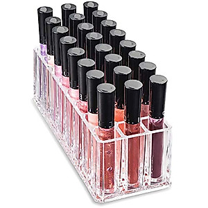 byAlegory Acrylic Lip Gloss Organizer & Beauty Makeup Holder | 24 Space Organization Container Storage For Tall Lip Gloss / Lipstick Products - Clear