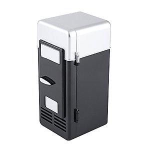 Surebuy Mini Fridge, Portable Small Fridge with USB Cable, 5V USB LED Car Beverage Fridge for Bedroom Office Dorm Car Caravan, Plug and Play, Cool quickly (Black)