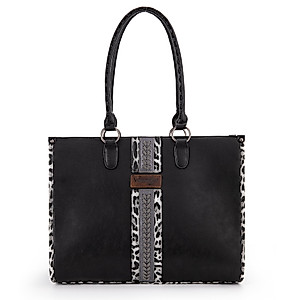 Wrangler Leopard Print Tote Bag for Women Western Top Handle Woven Hobo Purse Large Handbags WG83G-8317BK