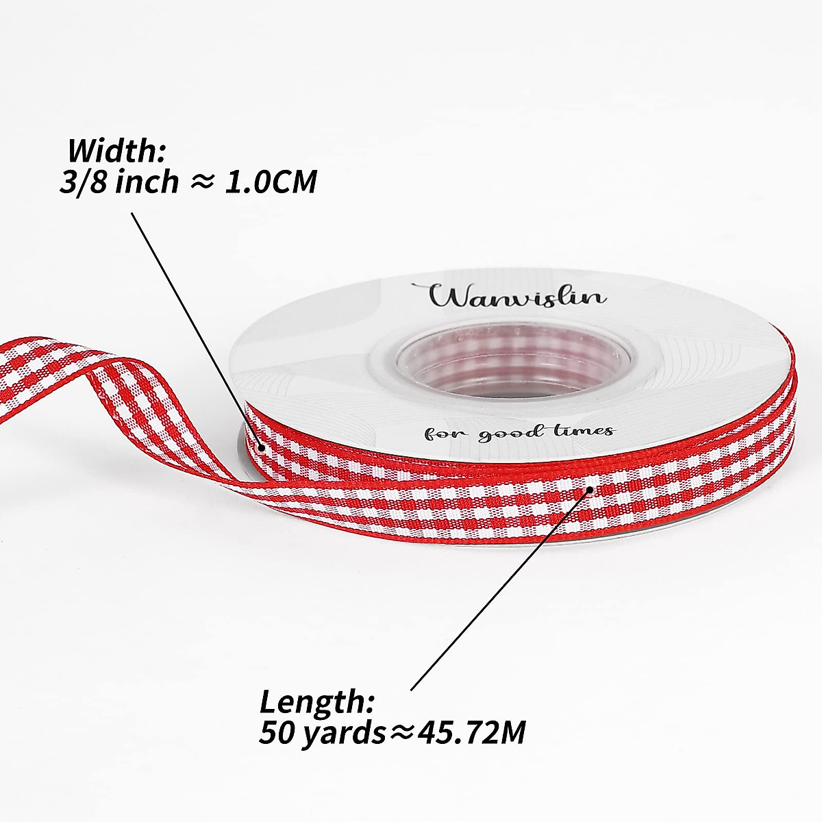 WANVISLIN Red Gingham Ribbon, 3/8 inch X 50 Yards Red and White Thin Craft Ribbon, Red Buffalo Checker Ribbon for Hair Bows,Gift Wrapping,Picnic,Crafts,Accessories