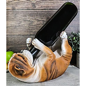 Ebros Lifelike Purebreed Pedigree Canine Adorable American Bulldog Dog Wine Bottle Holder Figurine Statue As Kitchen Wine Cellar Centerpiece Decor Storage Organizer (American Bulldog)