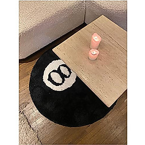 VUUEAN Round Towel Fun 8 Ball for Beach Pool Surfing Outdoor Yoga Black Area Rug, Billiard Pool Eight Ball Carpet (Black, 39.37 * 39.37)