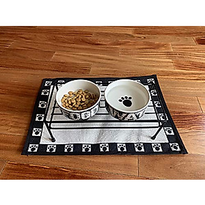 PetRageous 81030 Gizmo's Set The Table Steel Frame Dog Feeder, 3-Inch Tall Dining Table by 13-Inch Long and 6-Inch Wide, Holds Two 5.5-Inch Diameter Bowls, for Small and Medium Dogs and Cats, Black