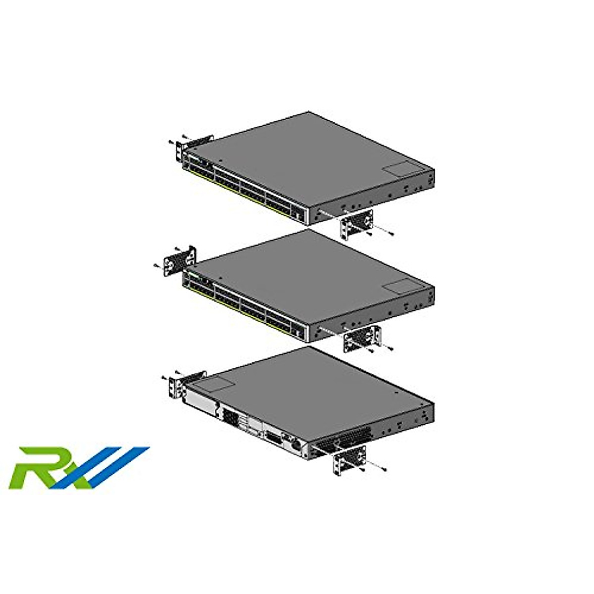 RW RoutersWholesale 19" Rack Mount Kit Compatible/Replacement for Cisco Catalyst 2960-X and 2960-XR Series Switches