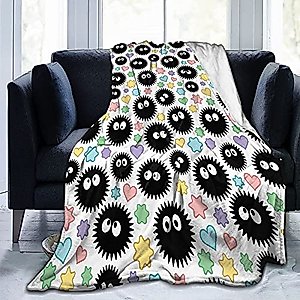 Corals Colorful Artwork Light Blue Orange Red Blue Soft and Warm Throw Blanket Digital Printed Ultra-Soft Micro Fleece Blanket (Soot Sprites & Candies,) 50"x40"