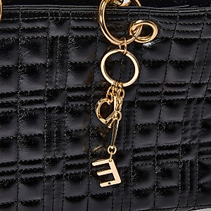 Like Dreams Women Chic Satchel Handbags Top Handle Washed Effect Semi Patent Vegan Leather Fashion Shoulder Purse (Black)