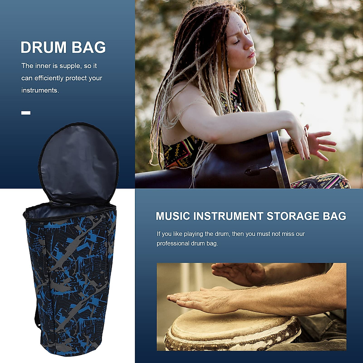 EXCEART Drum Gig Bag Drum Bag Shoulder Strap African Drum Bag Oxford Fabric African Drum Shoulder Carry Case for 10 Inch African Drum Storage Djembe Hardshell
