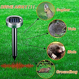 Mole Repellent Solar Powered 8 Pack Sonic Mole Deterrent Spikes,Snake Gopher Vole Repellent for Lawn Garden & Yard Gopher Deterrent,Groundhog Repeller