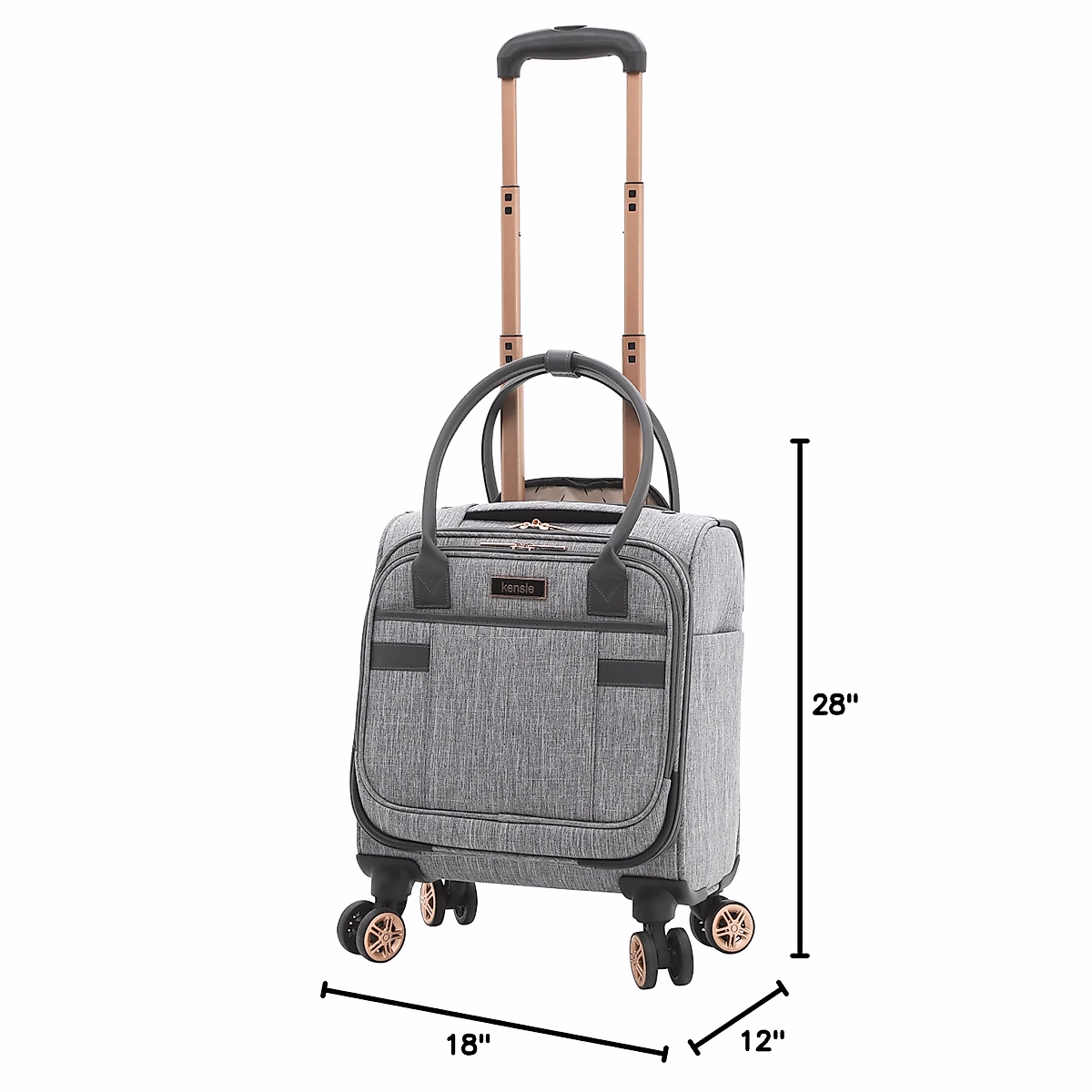 kensie Women's Hudson Softside 3-Piece Spinner Luggage Set, Heather Gray, (16/20/28)