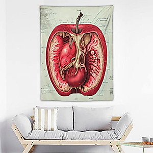 Joint Gou Color Anatomy Tapestry Human Internal Organs Tapestry Red Toxic Apple Tapestry Wall Hanging for Bedroom Living Room Dorm 30"x40"