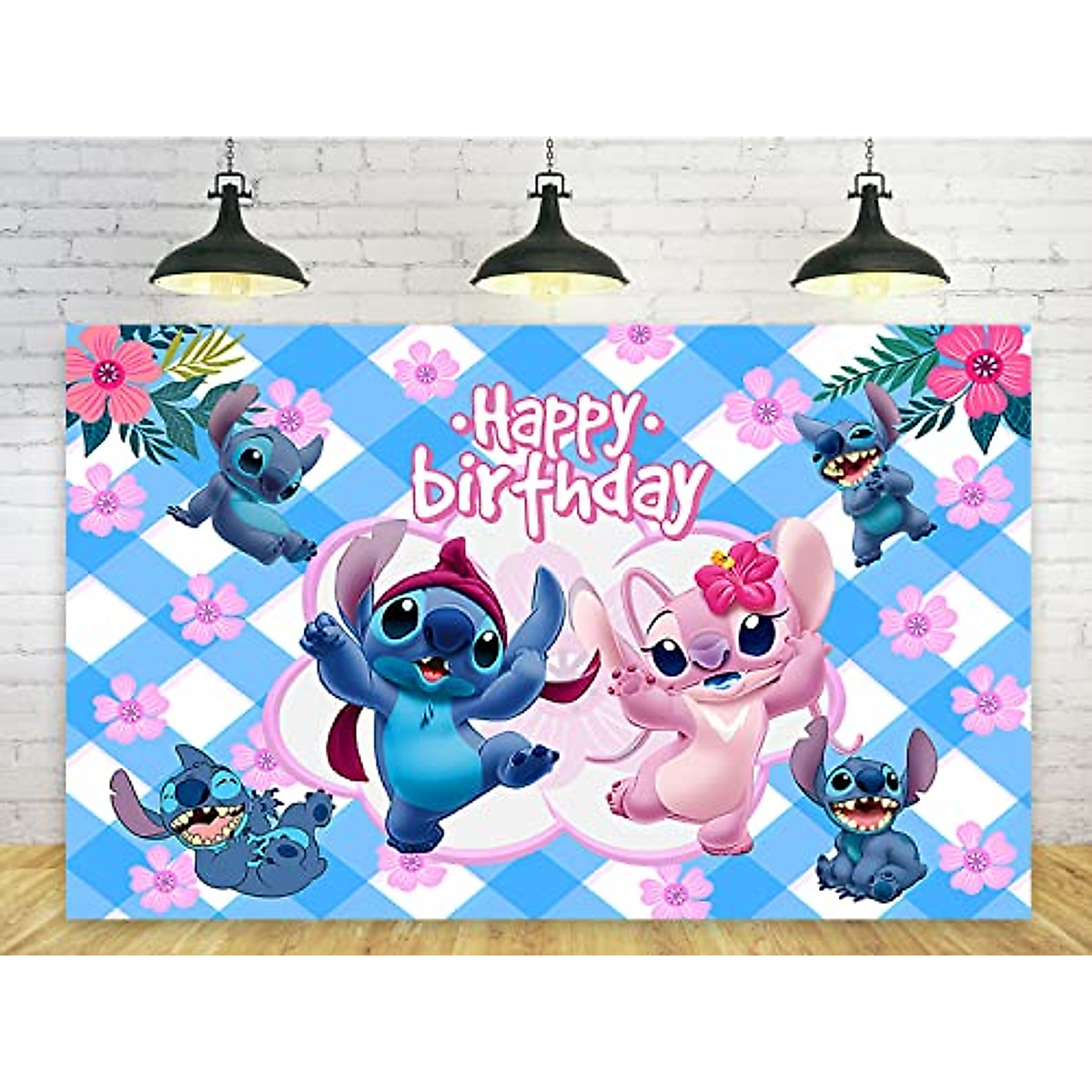Backdrops for Lilo and Stitch Birthday Party Decorations Supplies Stitch Baby Shower Photo Background for Cake Table Decorations Happy Birthday Banner 5x3ft