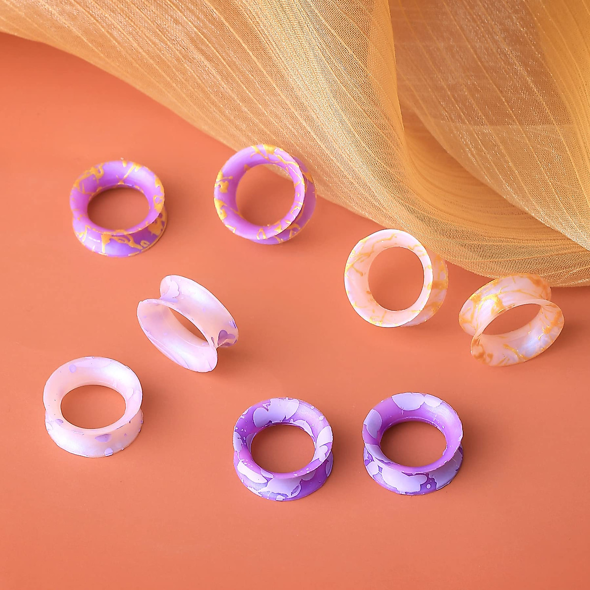 Jewseen 8PCS Ear Gauges 2g-1''Silicone Tunnels Silicone Gauges Plugs Gauges Ear Tunnels Double Flared Flesh Tunnels Piercing Jewelry for Women Men