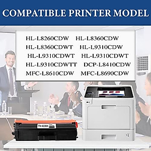 2 Pack TN-433BK Black High Yield Toner Cartridge Replacement for Brother TN-433BK Black HL-L8260CDW HL-L8360CDW HL-L8360CDWT HL-L9310CDW Printer.