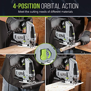 WORKPRO Jigsaw, 6.5AMP 850W Corded Electric Jig Saw Tool Kit with 6 Variable Speeds, 7 Blades, ±45° Bevel Cutting, LED Light, 3000 SPM, 4 Orbital Settings, Edge Guide, Tool-free Blade Changing