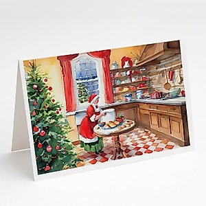 Caroline's Treasures DAC3297GCA7P Cookies with Santa Claus Mrs. Claus Greeting Cards Pack of 8 Blank Cards with Envelopes Whimsical A7 Size 5x7 Blank Note Cards