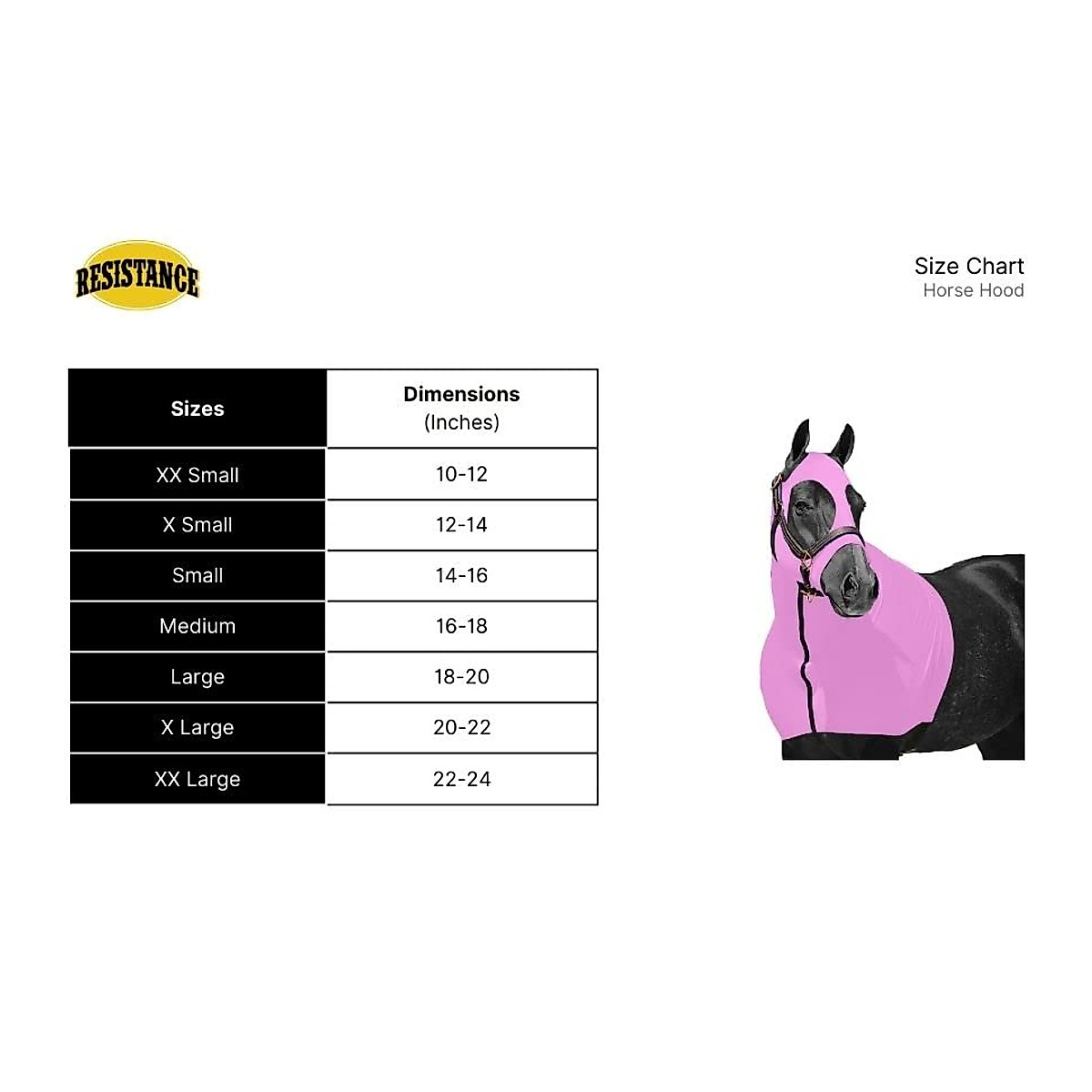 Resistance Horse Hood Slinky Lycra Zippered Mane Braid Shoulder Guard (Small, Black)