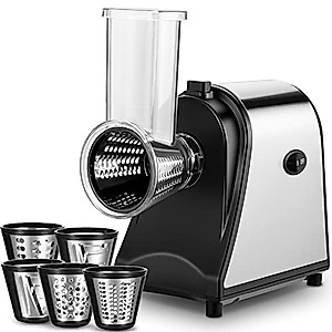 Electric Cheese Grater 250W Salad Maker 5-in-1 Professional Electric Slicer/Shredder One-Touch Control Powerful Electric Grater for Fruits and Vegetables, Cheese