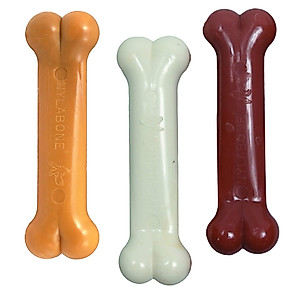 Nylabone Extreme Tough Dog Chew Toy Bones, Peanut Butter, Chicken, Bacon Flavoured, 3-Piece, Small, for Dogs Up to 11 kg