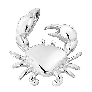 AeraVida Charming Feisty Claws Crab .925 Sterling Silver Slide Pendant | Adorable Unisex Jewelry | Cancer Zodiac Jewelry | Jewelry Gift