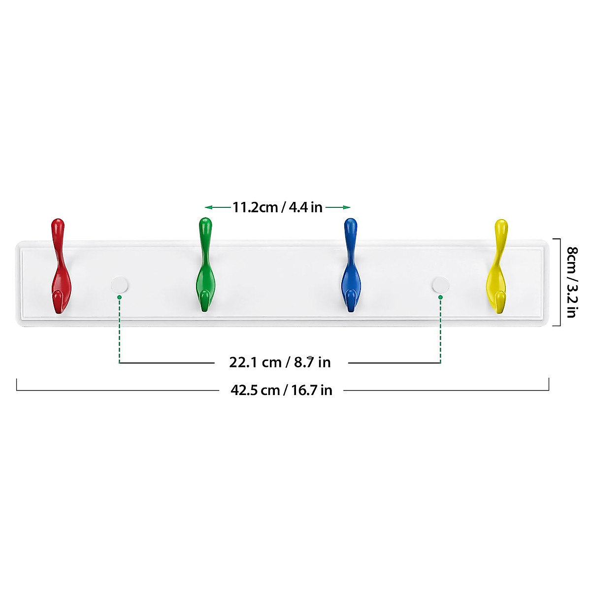 Wall Mount Coat Rack, Kids Mounted Organizer for Closet, Bathroom, Bedroom, Entryway, Hallway, Foyer, Heavy Duty Double Hooks Hanging Towels, Hats, Bags, Backpacks, Jackets, Keys (Mix4, 4 Hooks)